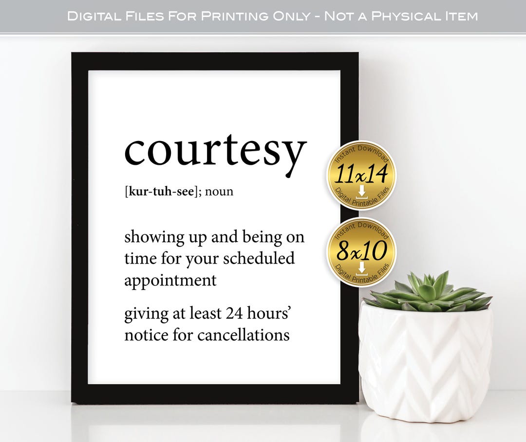 Courtesy Definition Art Printable Sign for Professional Office 8x10 and ...
