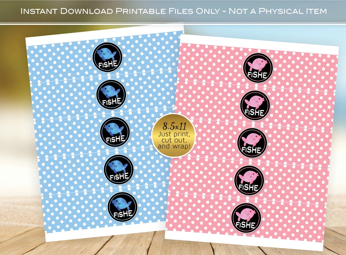 Fish She or Fish He Gender Reveal Water Bottle Printable Labels | 8.5 ...