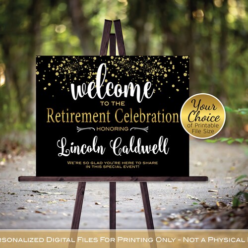 Retirement Party Welcome Sign Black Gold Decor Retirement - Etsy