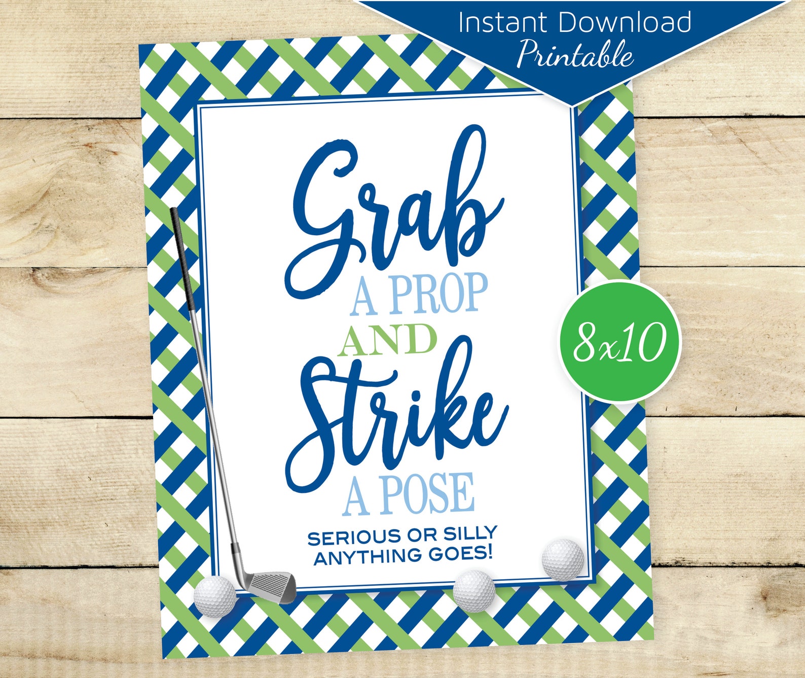 Golf Theme Grab a Prop 8x10 Printable Photo Booth 8x10 - Etsy