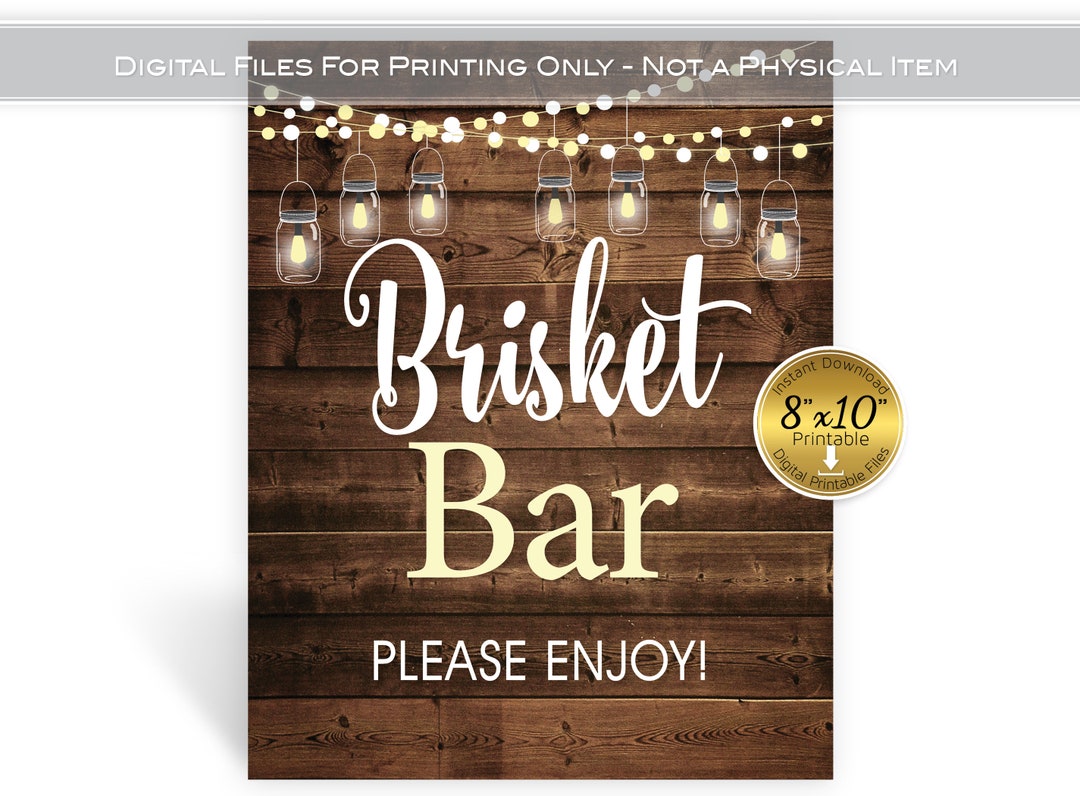 Brisket Bar Instant Table Sign | 8x10 | Light Strings and Lanterns on ...