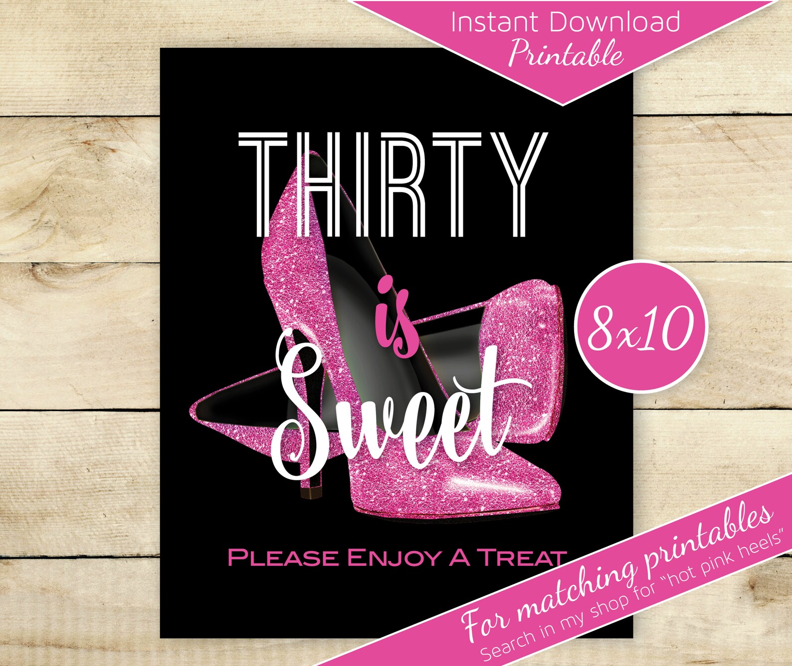 Thirty is Sweet 30th Birthday 8x10 Printable Sign Pink | Etsy