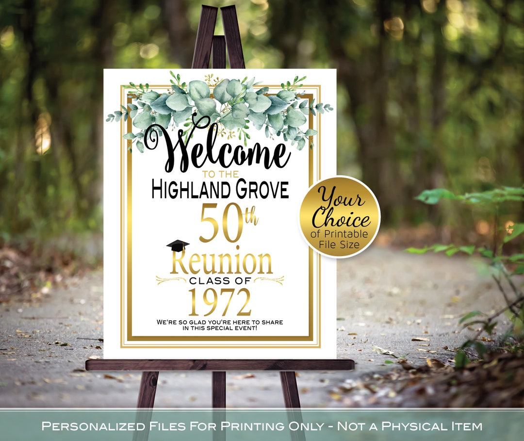Class Reunion Personalized Welcome Sign Printable File | Eucalyptus ...