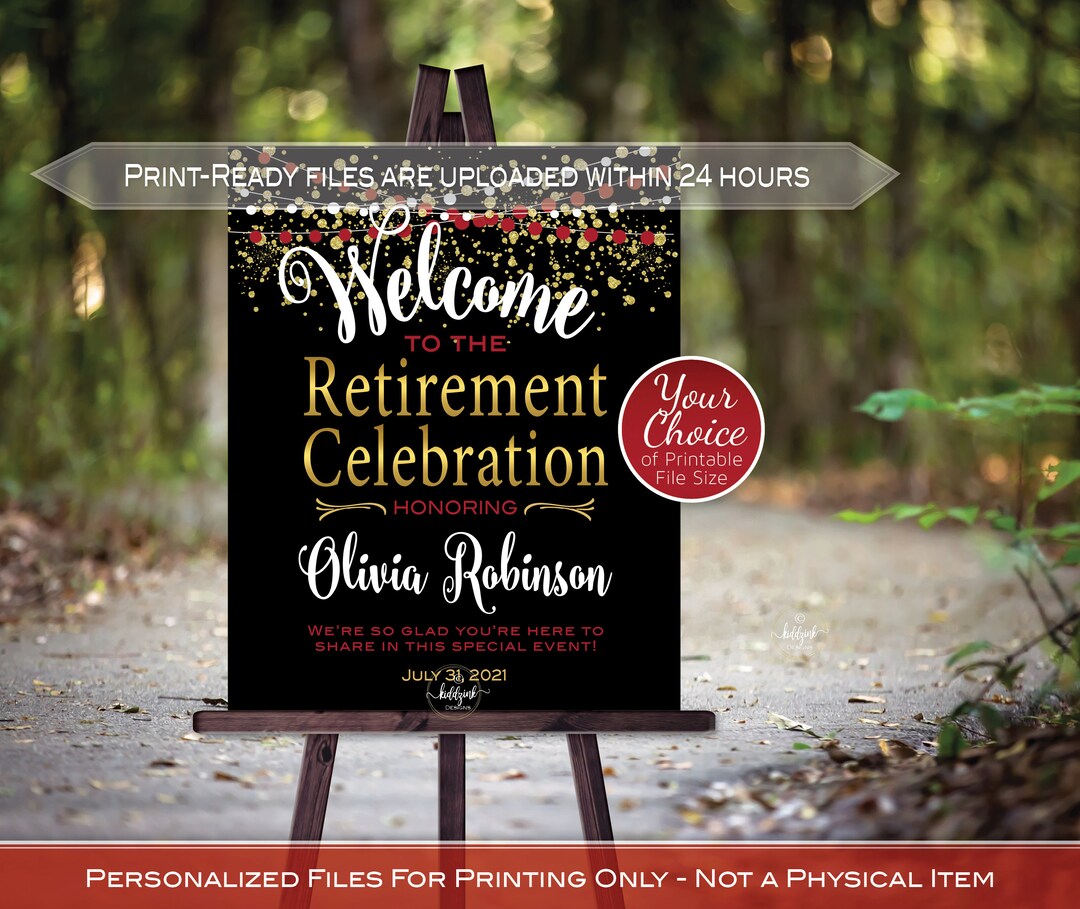 Retirement Celebration Party Welcome Sign Printable | Garland Lights ...