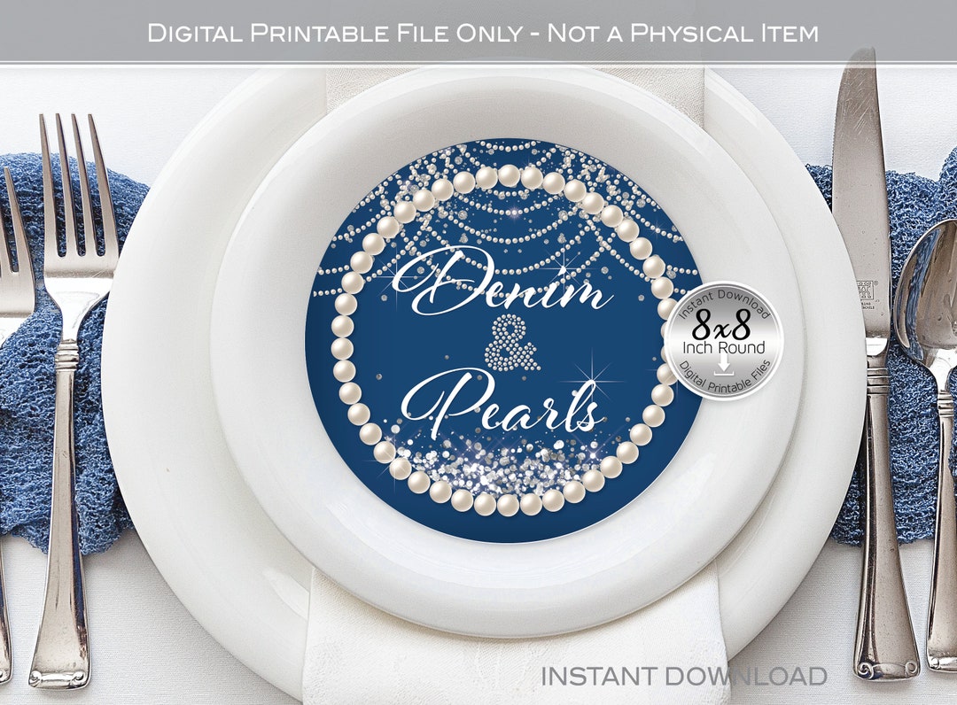 Denim and Pearls Plate Charger Insert: Silver Confetti (digital ...
