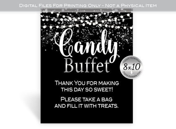 Candy Buffet Table Sign 8x10 Black Silver Confetti - Etsy