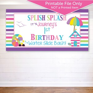 Birthday Backdrop Banner Printable | Beach or Pool Party | Beach Ball ...
