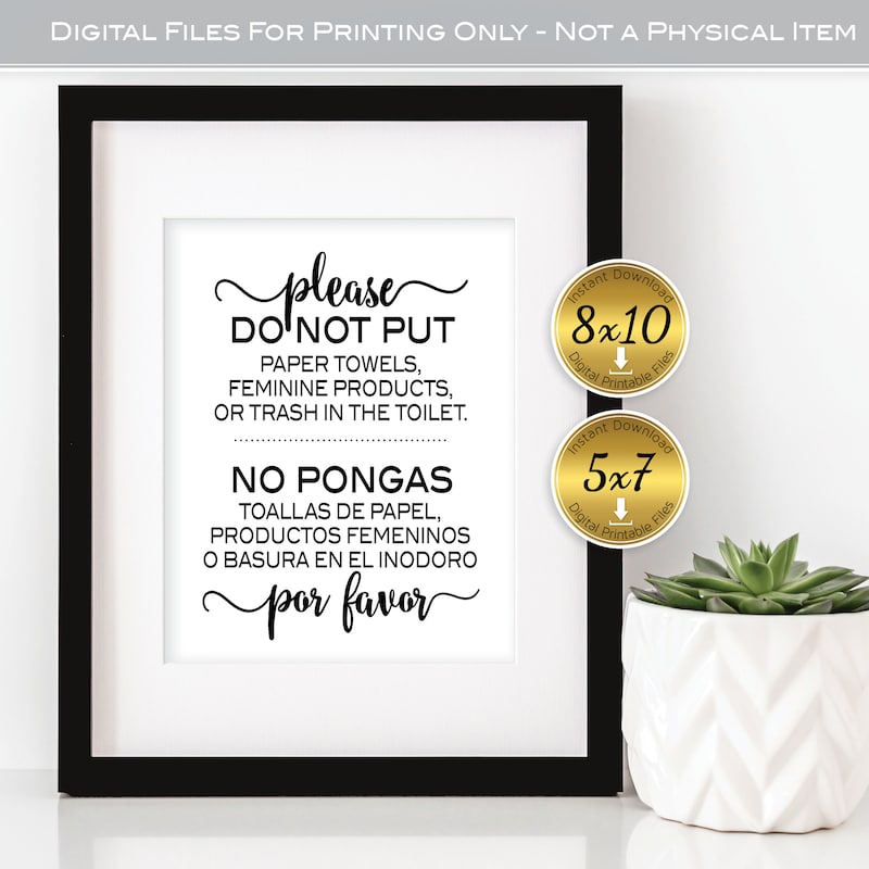 Cartel no tirar papel al baño - Etsy España