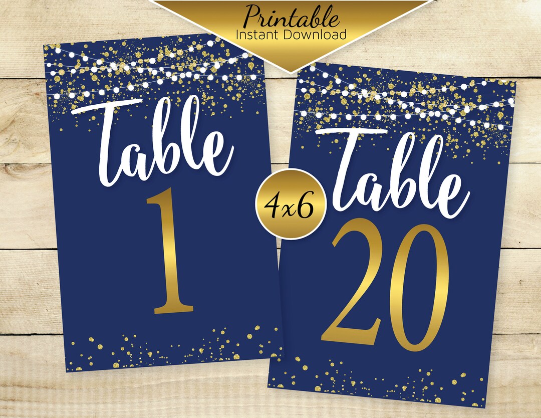 Table Number Signs 1-20 4x6 Garland and Gold Confetti on - Etsy