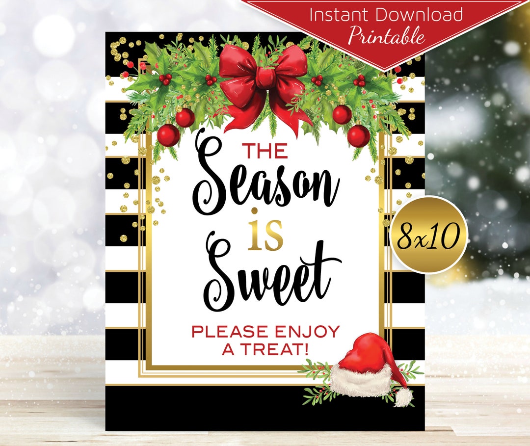 Christmas or Holiday Treats and Sweets Table 8x10 Sign | Black White ...