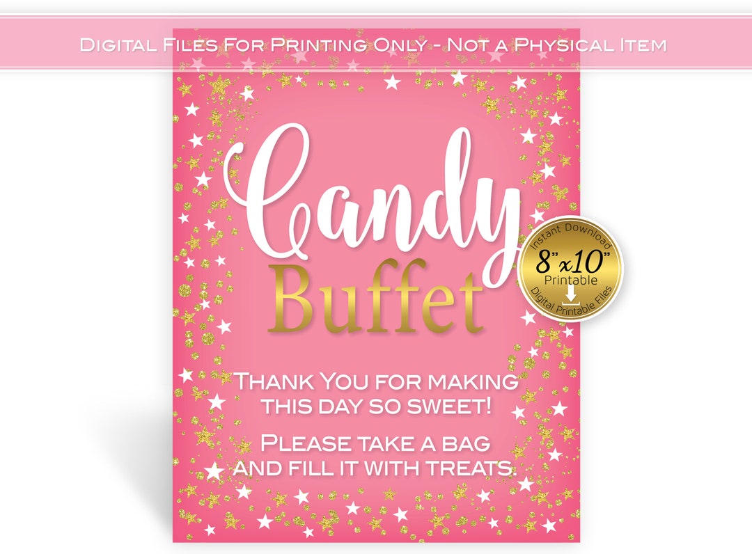 Candy Buffet Table Sign | 8x10 Printable | Princess Pink | White and ...