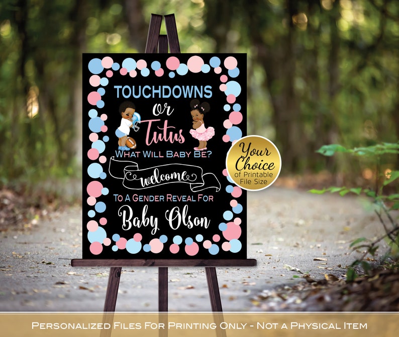 Touchdown or Tutus Gender Reveal Welcome Sign Printable Pink | Etsy