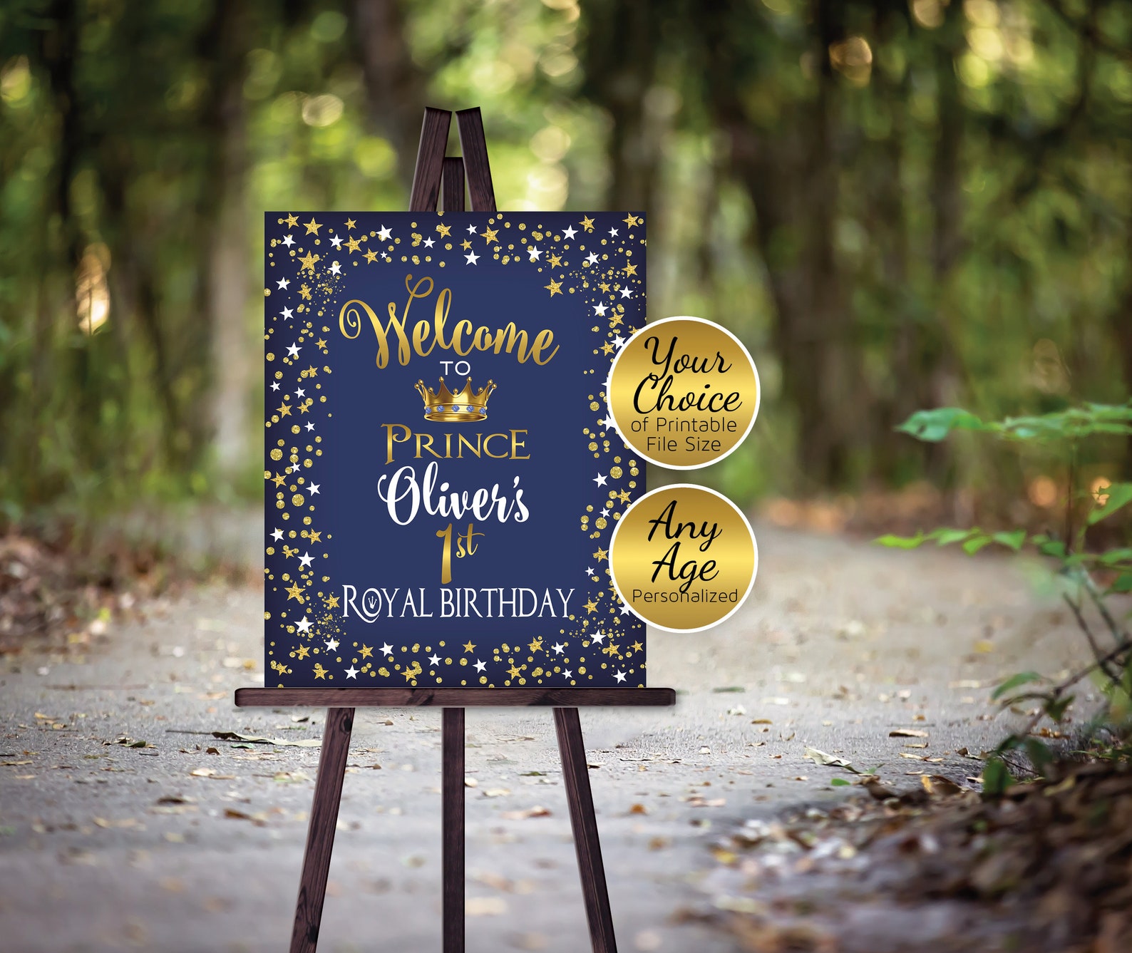 Prince Royal Birthday Party Welcome Sign Printable Midnight | Etsy