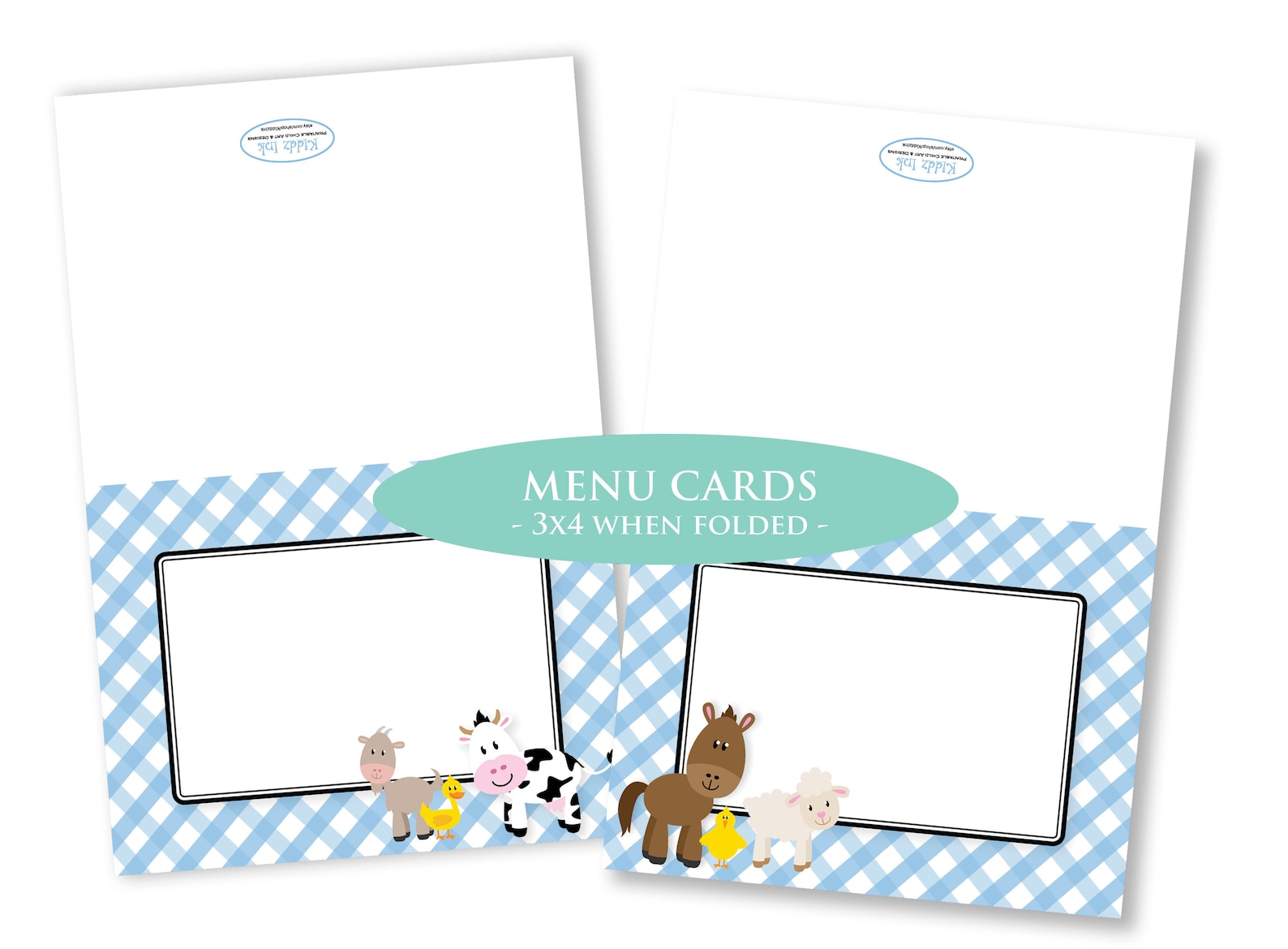 Printable Barnyard Menu Table Cards 3 X 4 When Folded Set | Etsy