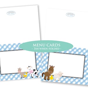 Printable Barnyard Menu Table Cards 3 X 4 When Folded Set of 2 Designs ...