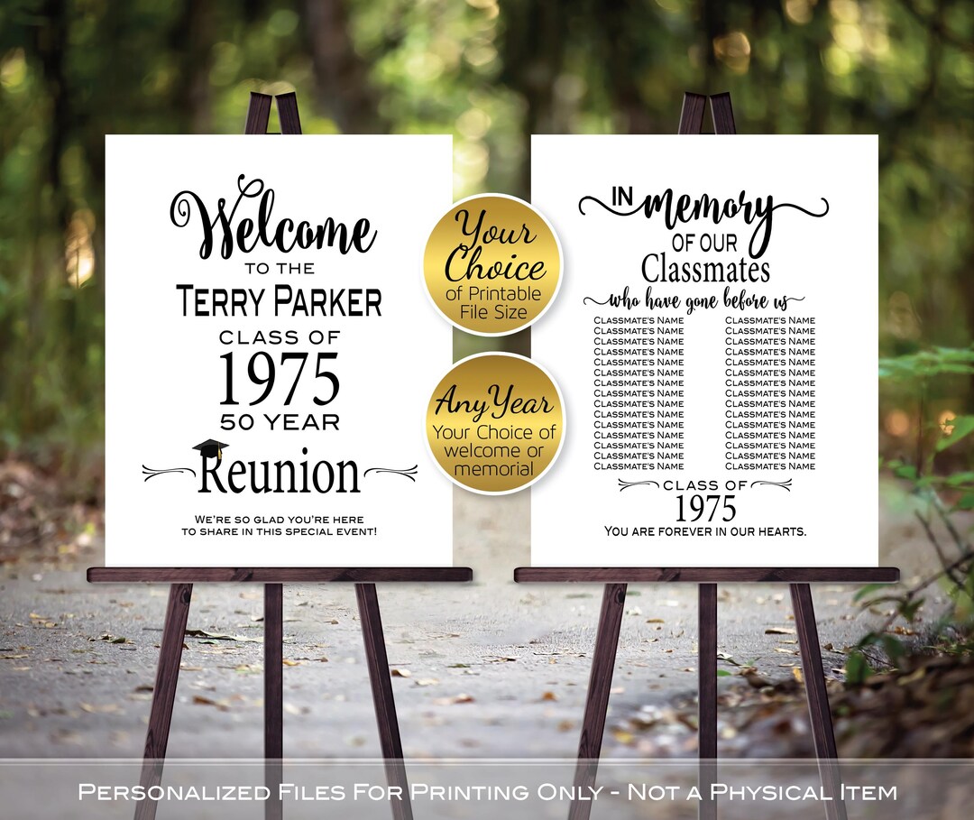 Class Reunion Personalized Welcome or Memorial Printable Sign Files ...
