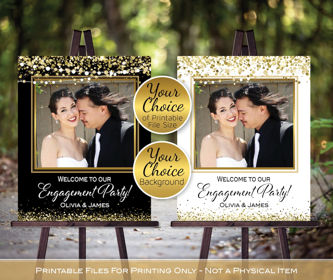 Engagement Welcome Sign With Photo Printable Garland Lights - Etsy