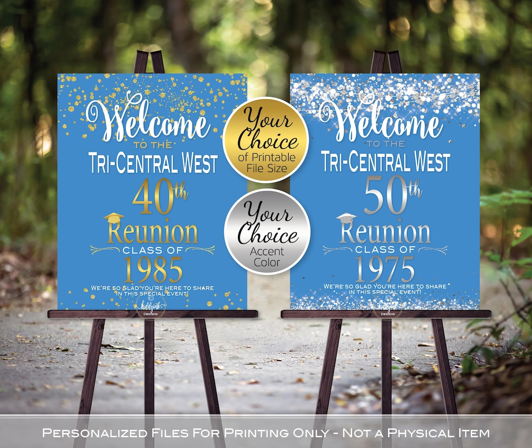 Class Reunion Personalized Welcome Sign Printable | Gold or Silver ...