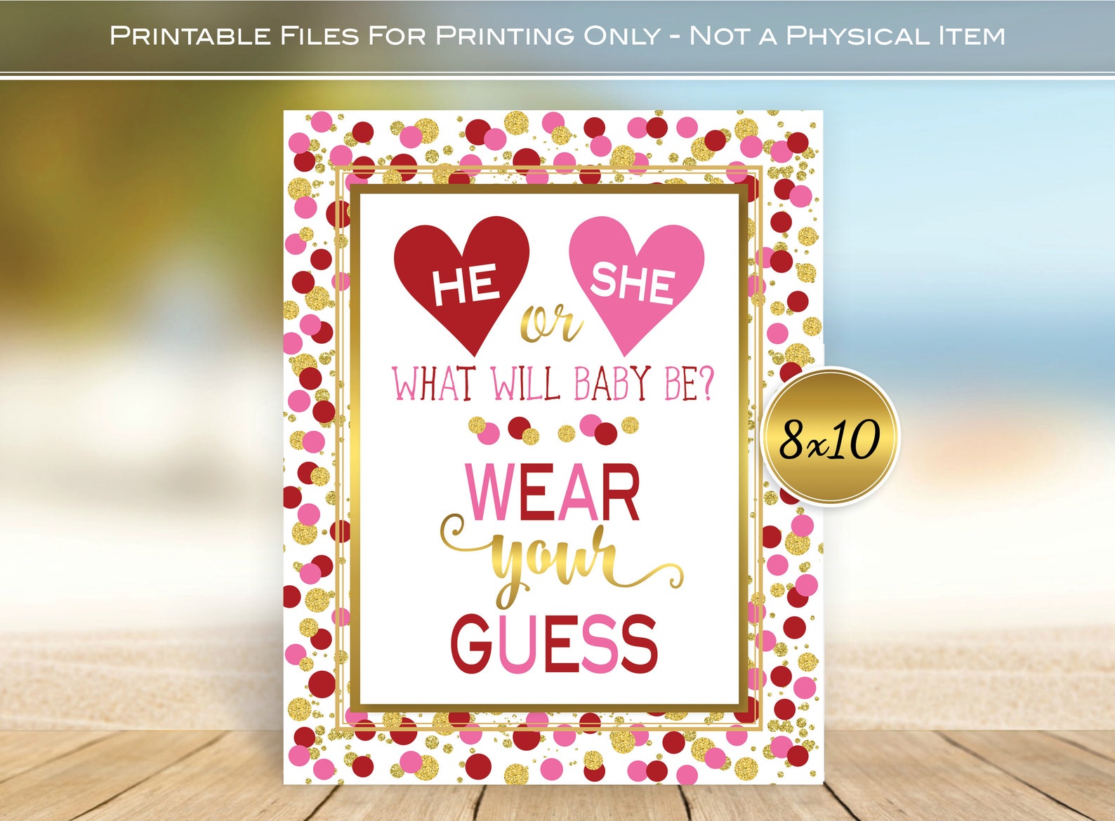 Wear Your Guess Gender Reveal 8x10 Sign Printable He or She - Etsy