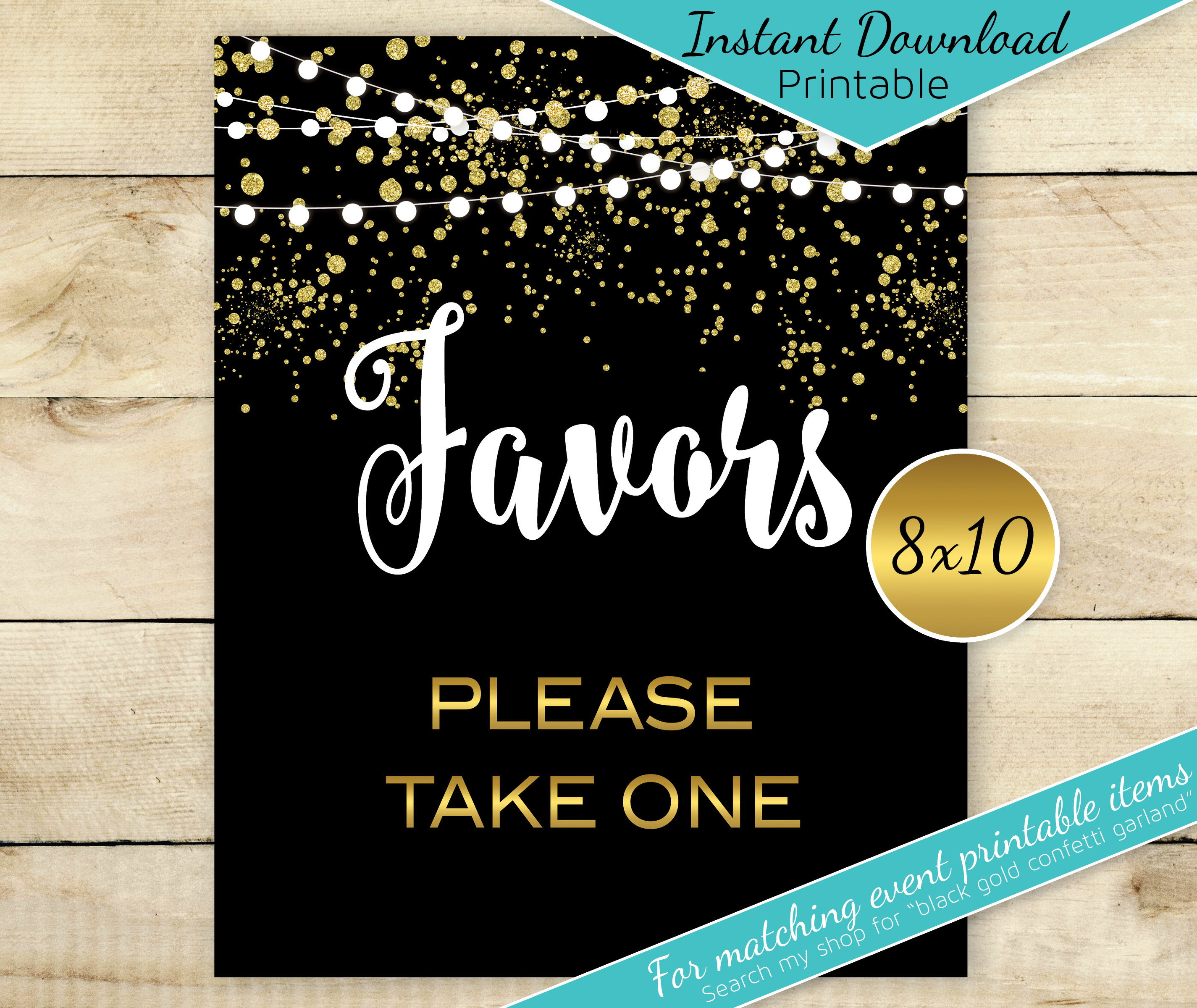 Party Favors Table Sign Black Tie Birthday Printable 8x10 | Etsy