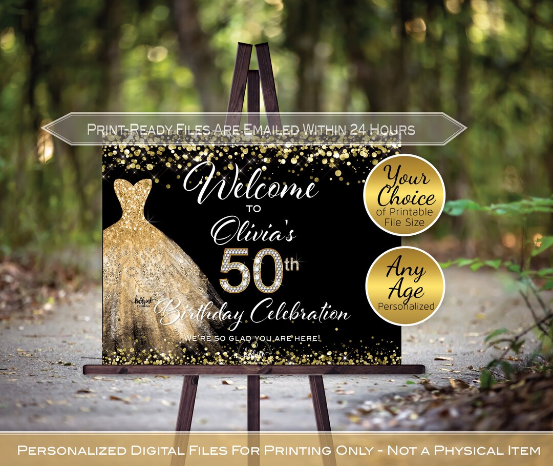Glam Birthday Welcome Sign Poster Printable Woman's Birthday Gala Any ...
