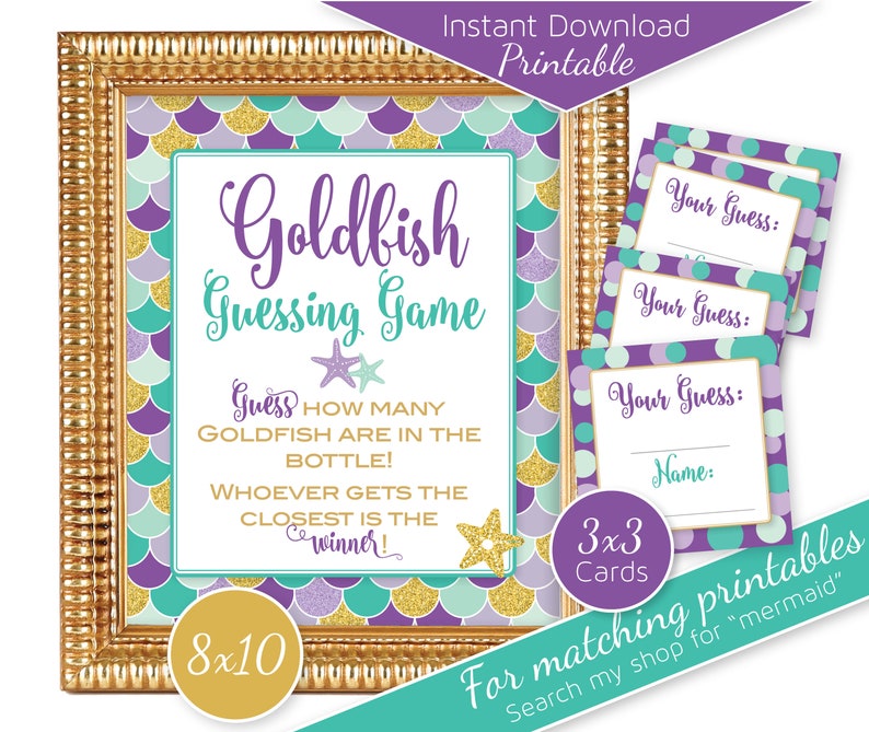 Goldfish Guessing Game Baby Shower Printables Mermaid Theme - Etsy