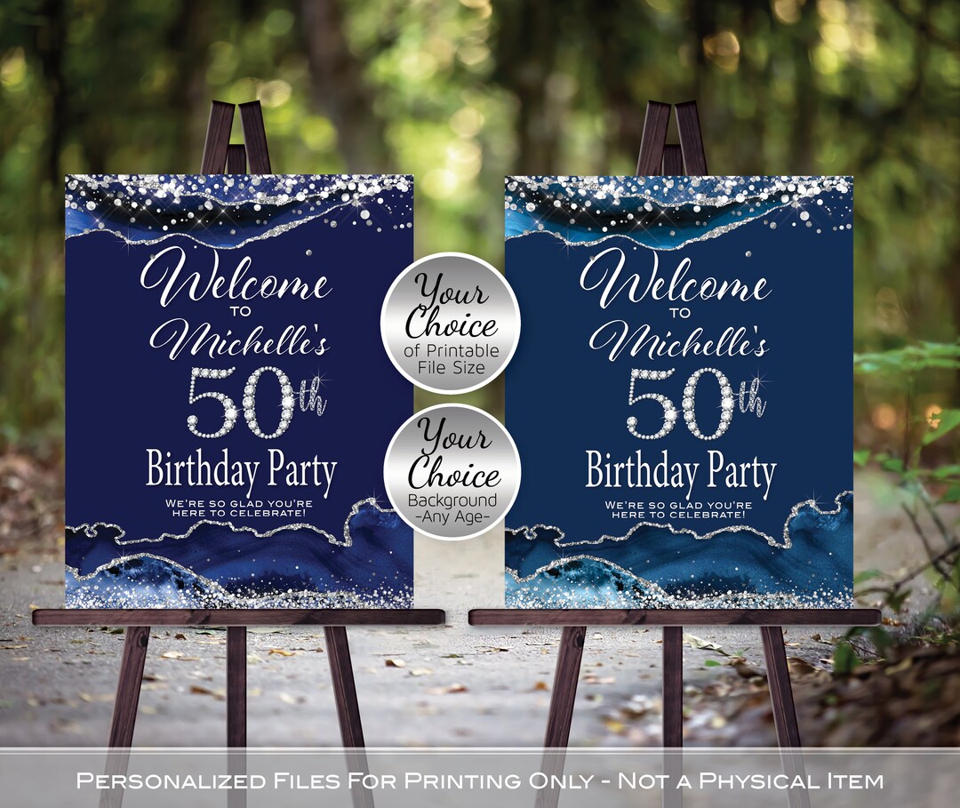 Birthday Welcome Sign Printables Navy or Indigo Agate - Etsy Birthday Welcome Sign Printables Navy or Indigo Agate - Etsy