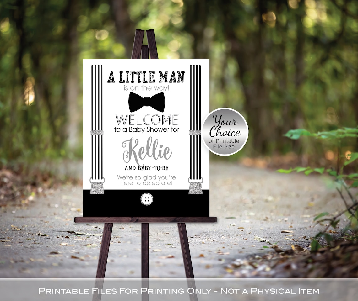 Little Man Baby Shower Welcome Sign Printable Bow Tie | Etsy