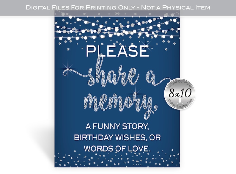 Birthday Share a Memory 8x10 Table Sign Printable Birthday - Etsy