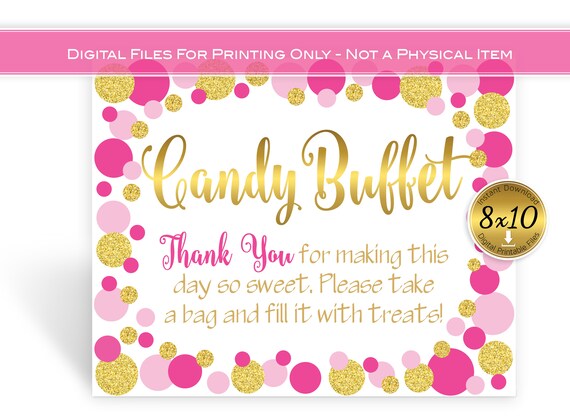 Candy Buffet 8x10 Sign Printable Birthday Baby Shower | Etsy