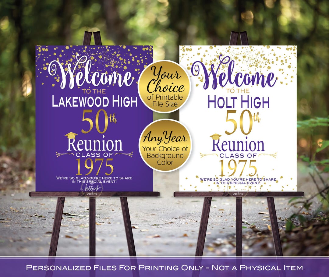 Class Reunion Personalized Welcome Sign Print-ready Files | Gold ...