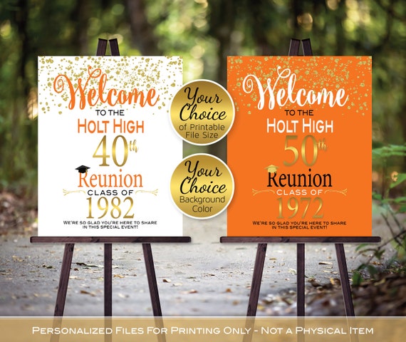 Class Reunion Personalized Welcome Sign Printable File Gold | Etsy