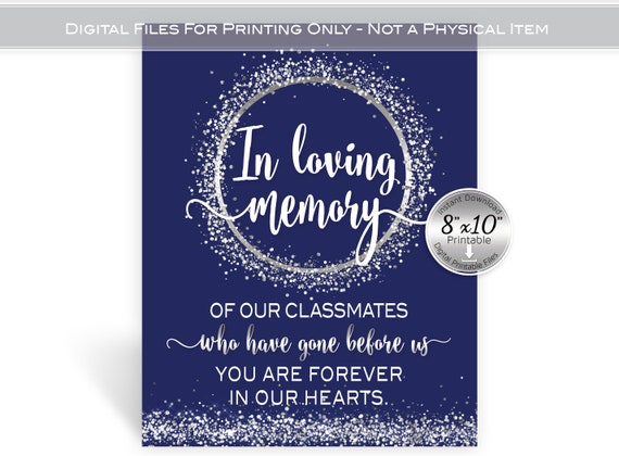In Memory of Classmates Who Have Passed Class Reunion 8x10 - Etsy