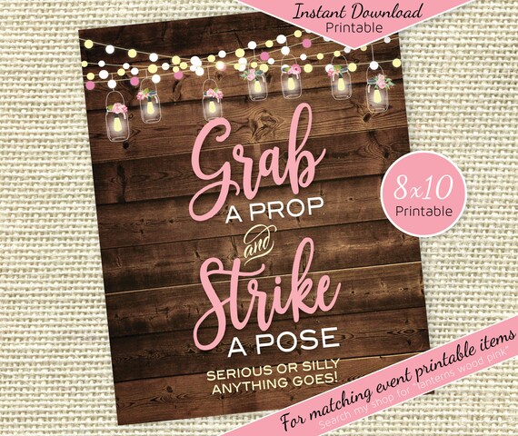 Grab a Prop and Strike a Pose 8x10 Sign Baby Shower | Etsy