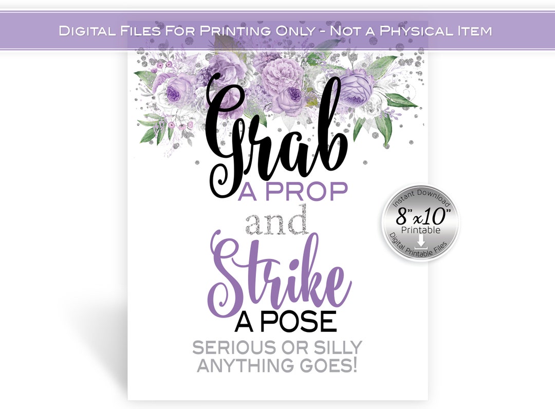 Grab a Prop and Strike a Pose Photo Table Sign 8x10 Printable ...