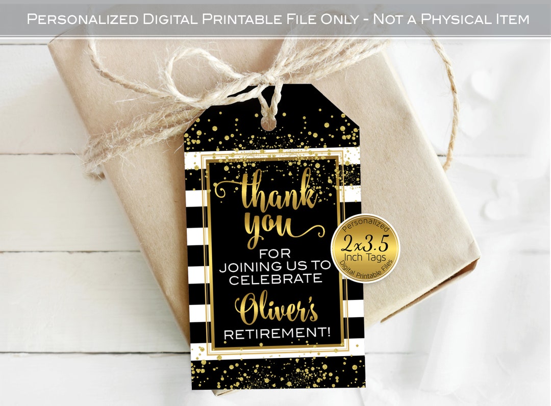 Thank You Favor Tags for Retirement Celebration | Personalized | 2x3.5 ...
