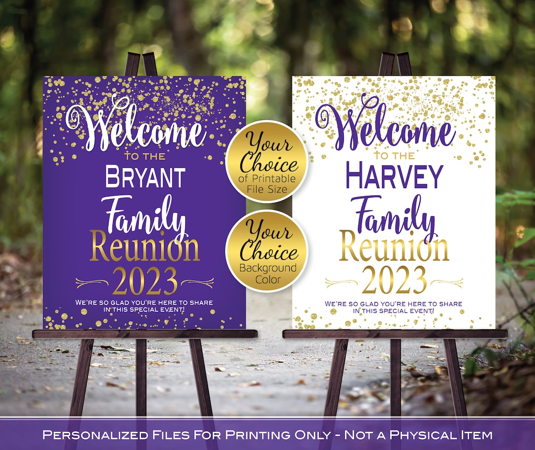 Family Reunion Personalized Welcome Sign Printable File Gold - Etsy