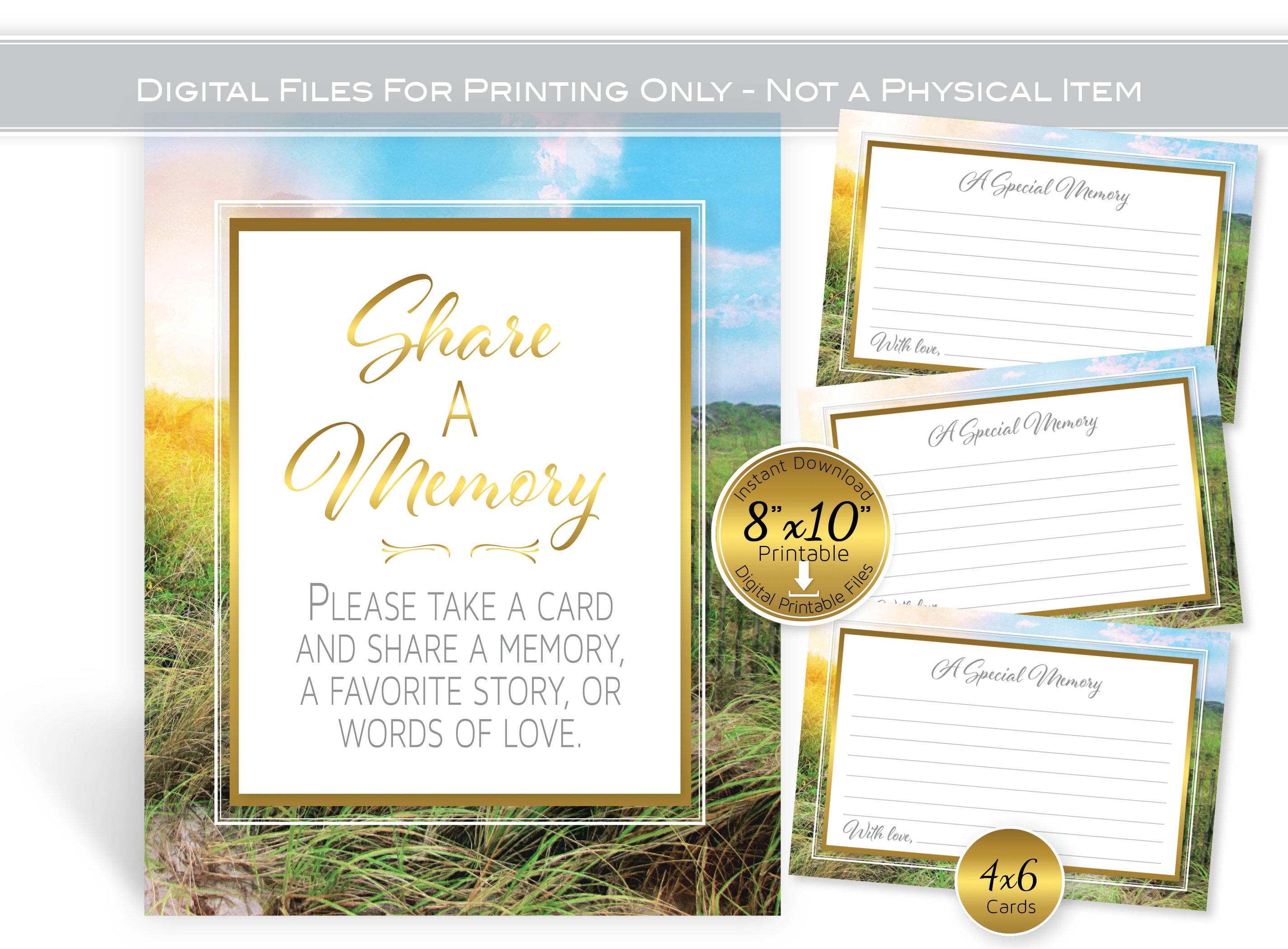Share a Memory Printable 8x10 Sign and 4x6 Card Set | Celebration of ...