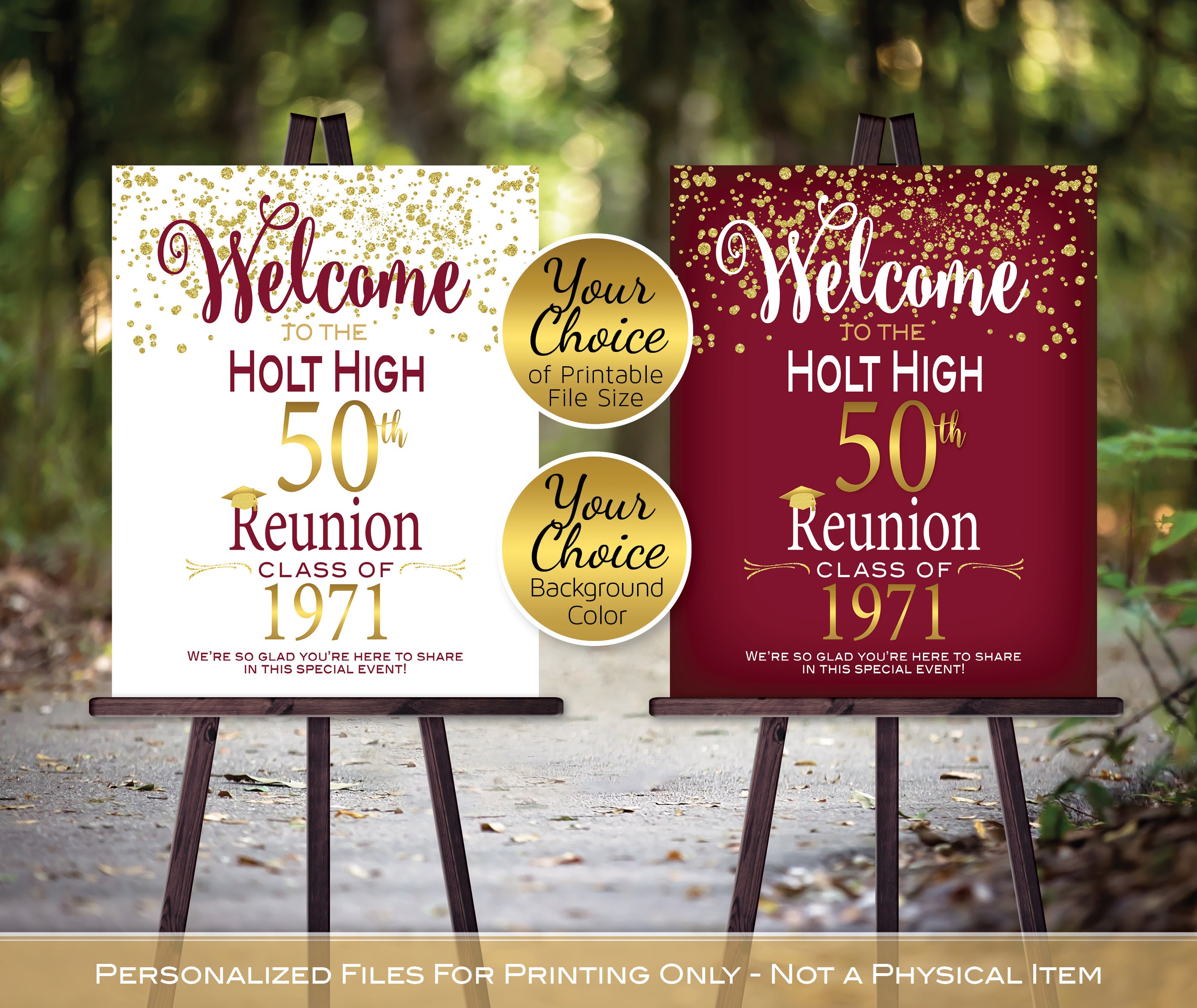 Class Reunion Personalized Welcome Sign Printable File Gold - Etsy UK