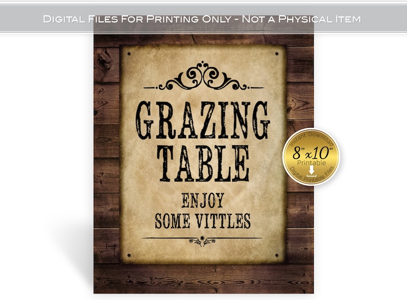 Grazing Table Sign: Rustic Western Theme, BBQ, Wedding (digital ...