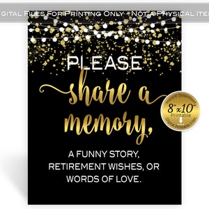 Retirement Share a Memory 8x10 Table Sign Printable - Etsy