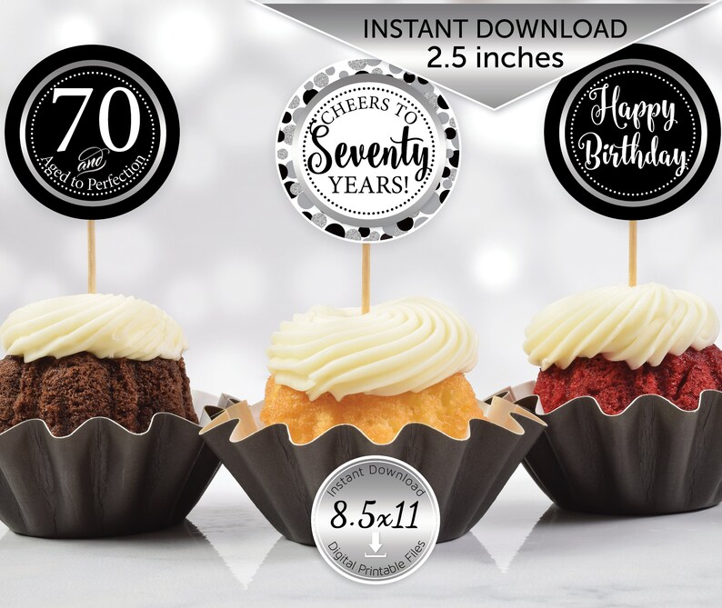Round Cupcake Toppers 70th Birthday Man Aged to Perfection - Etsy