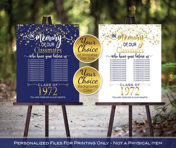 In Memory of Classmates Class Reunion Any Year Personalized - Etsy