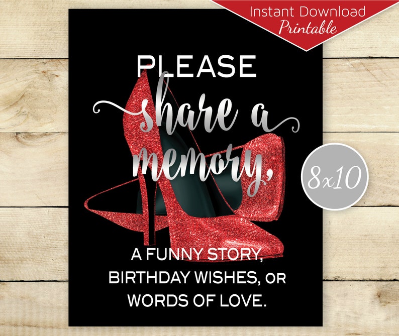 Share a Memory Table Sign 8x10 Printable Birthday Wishes - Etsy