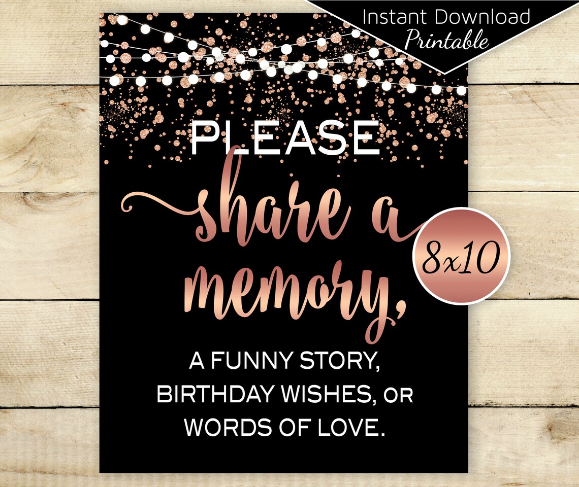 Share a Memory Table Sign 8x10 Printable Birthday Wishes - Etsy