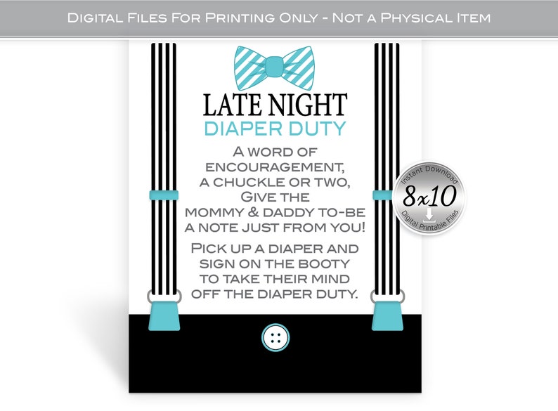 Diaper Duty Printable 8x10 Sign for Baby Shower Game | Little Man Robin ...