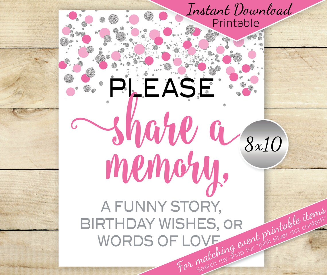 Share a Memory Table Sign 8x10 Printable Birthday Wishes - Etsy