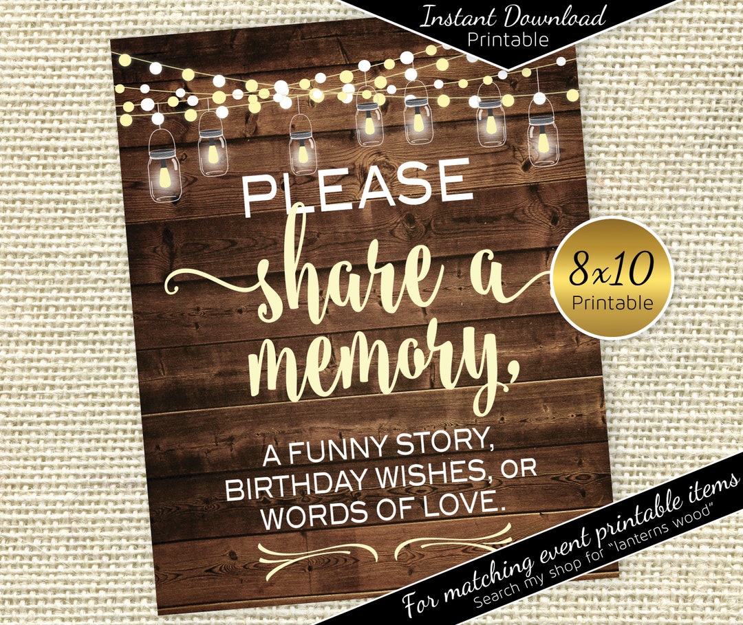 Share a Memory Table Sign 8x10 Printable Sign | Birthday | Garland ...