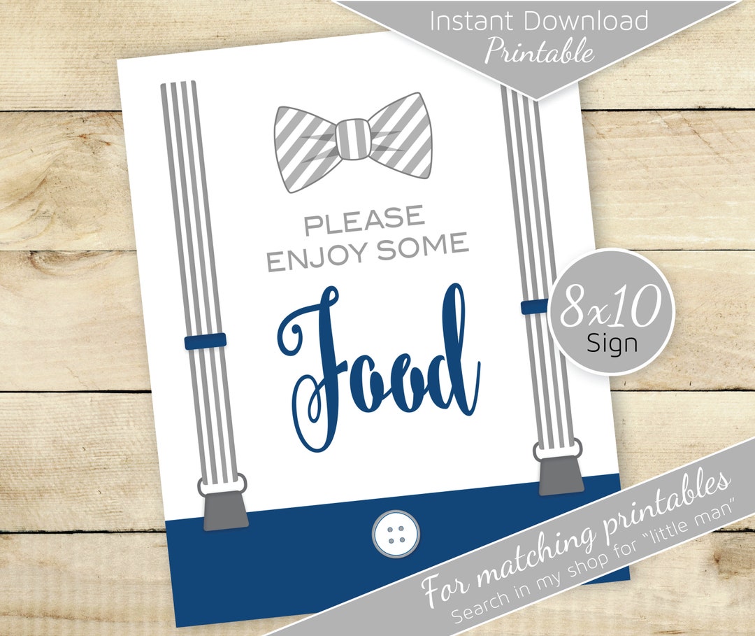 Little Man Food Sign Printable 8x10 Baby Shower or Birthday Navy and ...