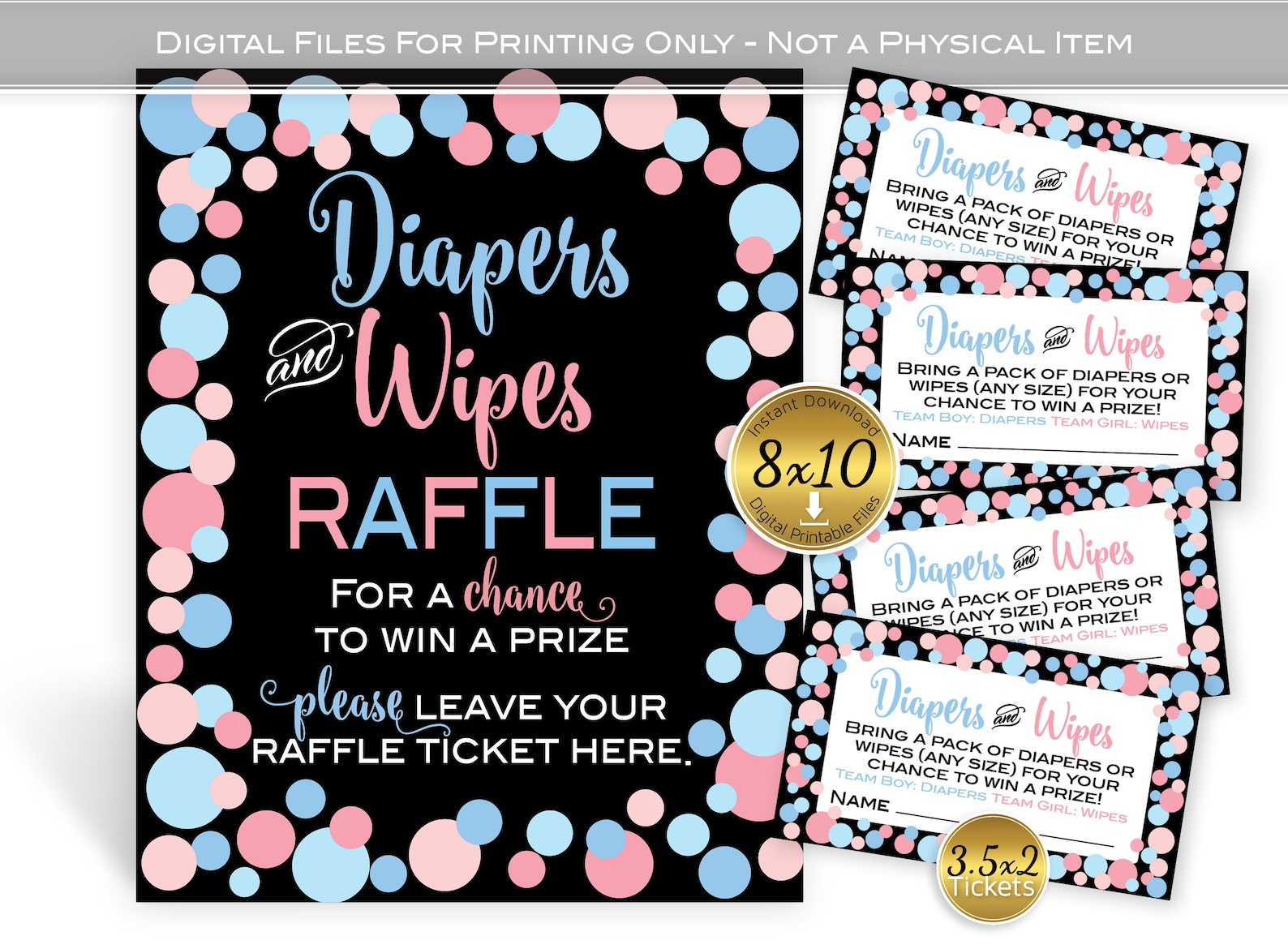 Diapers and Wipes Raffle 8x10 Sign and 3.5x2 Tickets Gender - Etsy